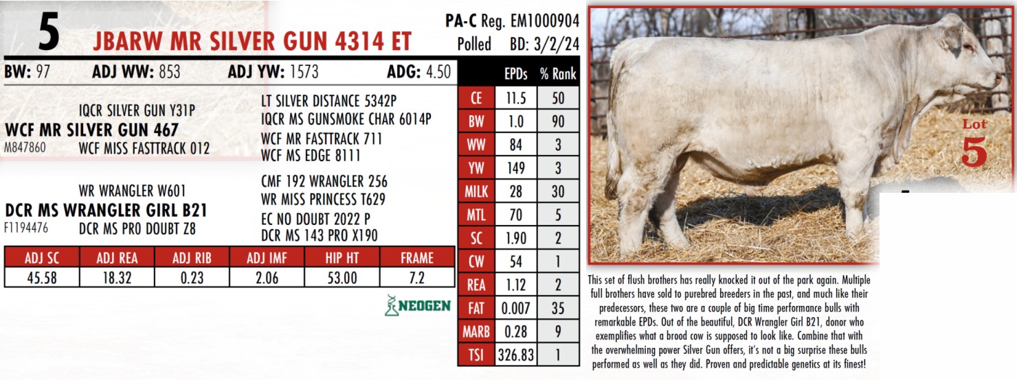 Lot 5: Weber Charolais & Red Angus - Annual Charolais & Red Angus Bull ...