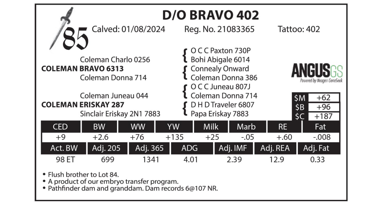 Lot 85: Daigger-Orr Angus - 37th Annual Angus & Red Angus Bull Sale ...