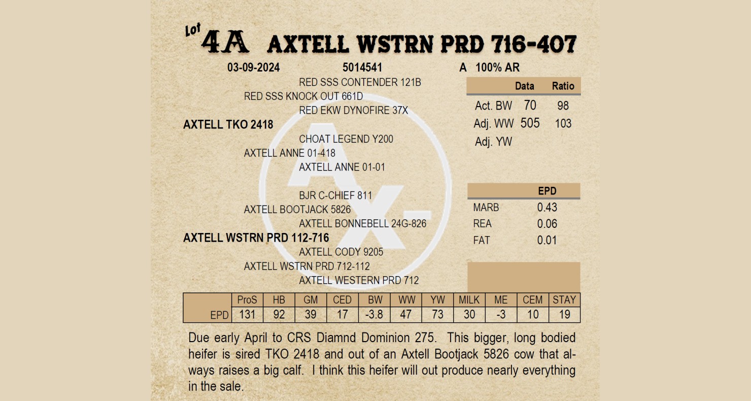 Lot 4 - Choice of AXTELL WSTRN PRD 716-407 OR AXTELL ERICA LASSIE 823 ...