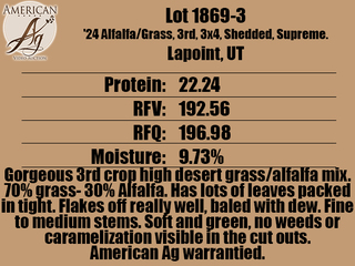 Lot 1869-3 - '24 Alfalfa/Grass 3rd 3x4 Irrigated Shedded Supreme ...