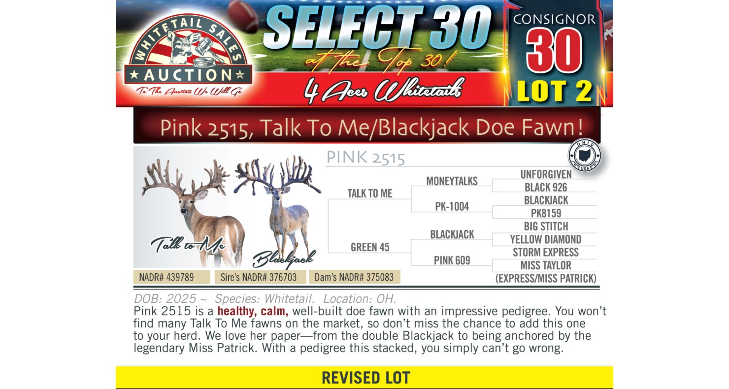 Lot 30-2: Whitetail Sales Auction LLC - Northern Top 30 | DVAuction
