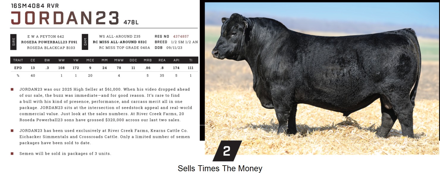 Lot 2a: River Creek Farms - KBHR Monaco M021 Semen Auction | DVAuction