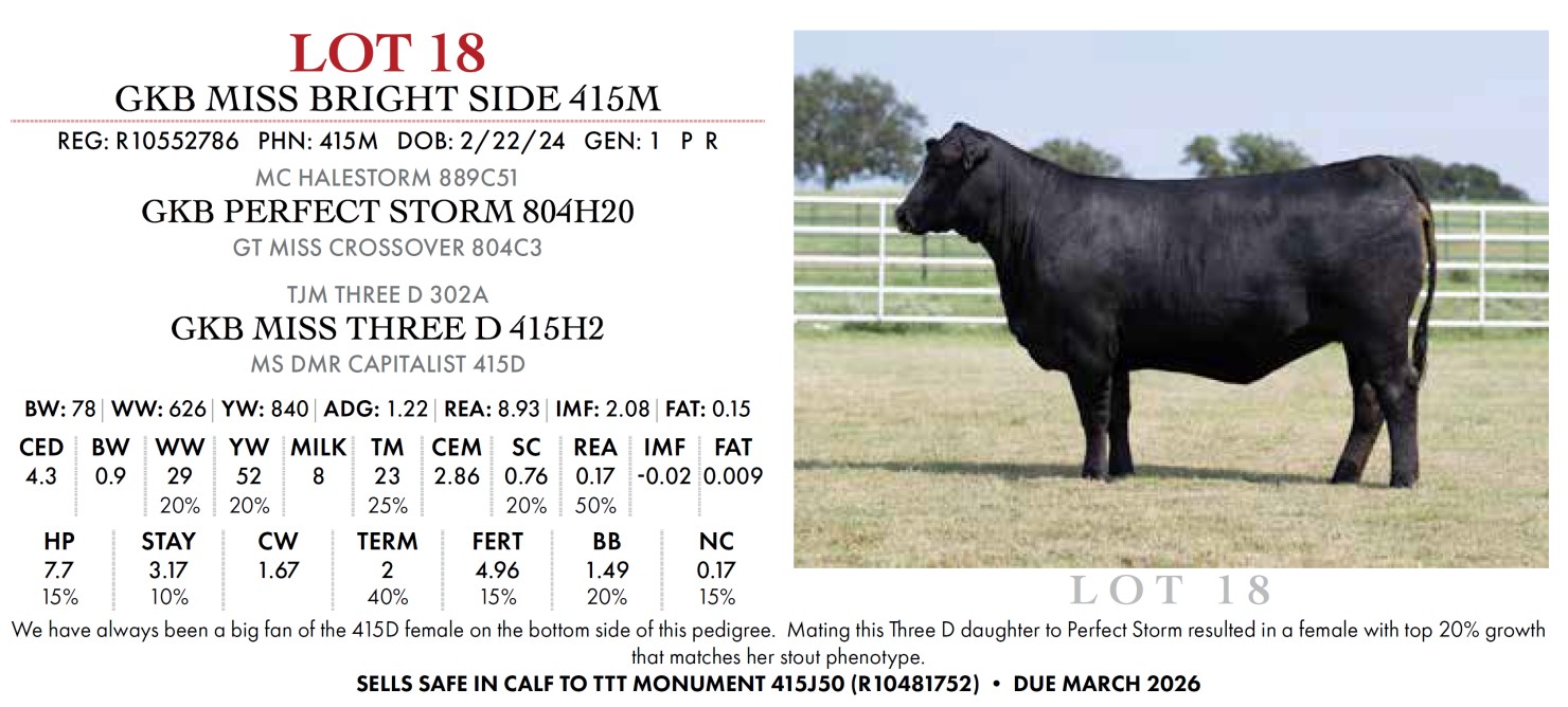 Lot 18: GKB Cattle - Brangus Production Sale | DVAuction