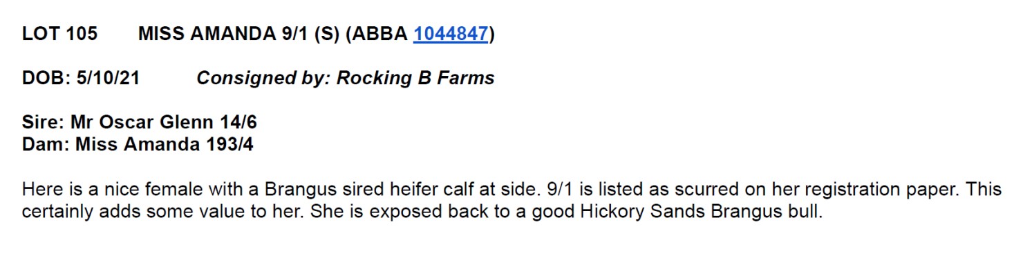 Lot 105: Broken Triangle Cattle Company - Spring Invitational Brahman ...
