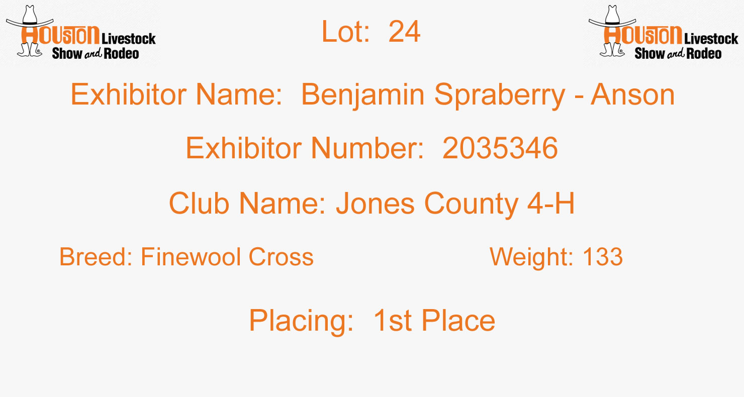 Lot 24: Houston Livestock Show & Rodeo - Junior Market Lamb & Goat ...